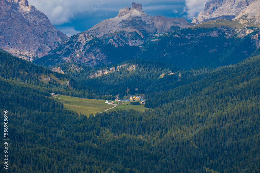 Misurina, Auronzo, Italy - Aerial view of Lake Misurina in the Italian ...