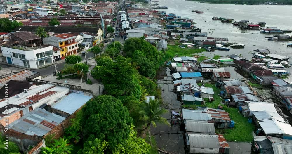 Aerial view of Iquitos, Peru, also known as the Capital of the Peruvian ...