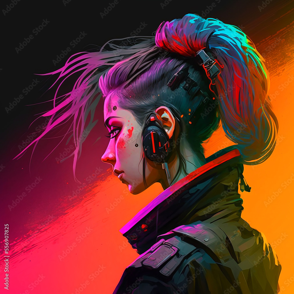 female anime, profile picture Stock Illustration | Adobe Stock