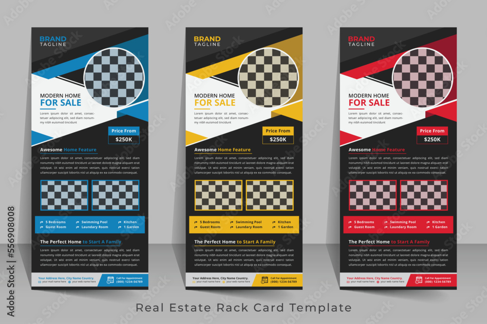 Real estate rack card template design, Corporate real estate agency ...