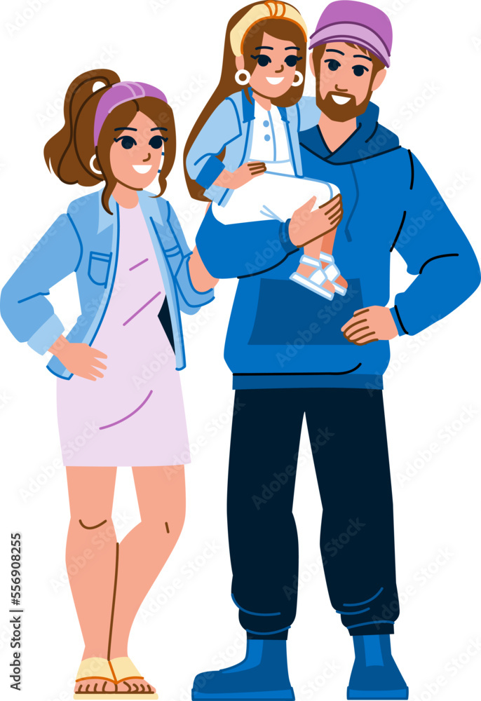 family fashion vector. kid child, daughter young, mother girl, happy ...