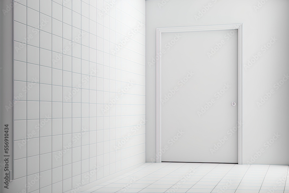 Background and texture are white ceramic tile on the walls and floors ...