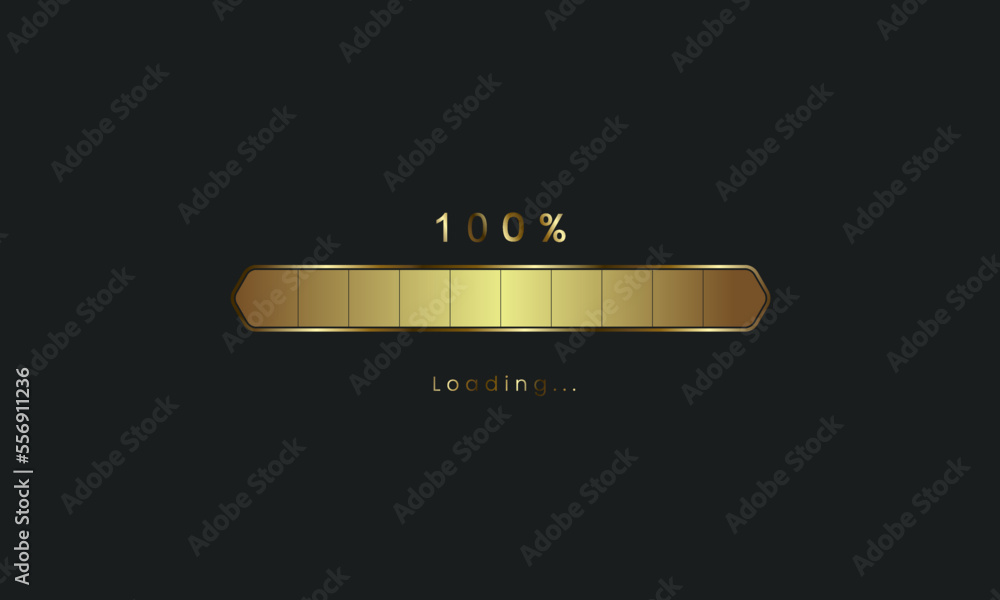 100 percent golden Futuristic Progress loading bar. gold Loading bar ...