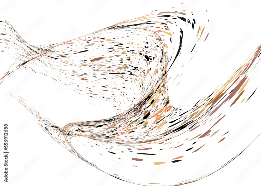 Multi-colored dust particles and debris, paint splashes, strokes are ...