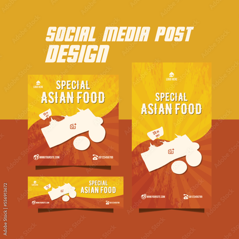 instagram food post and delicious food menu poster design Stock Vector ...