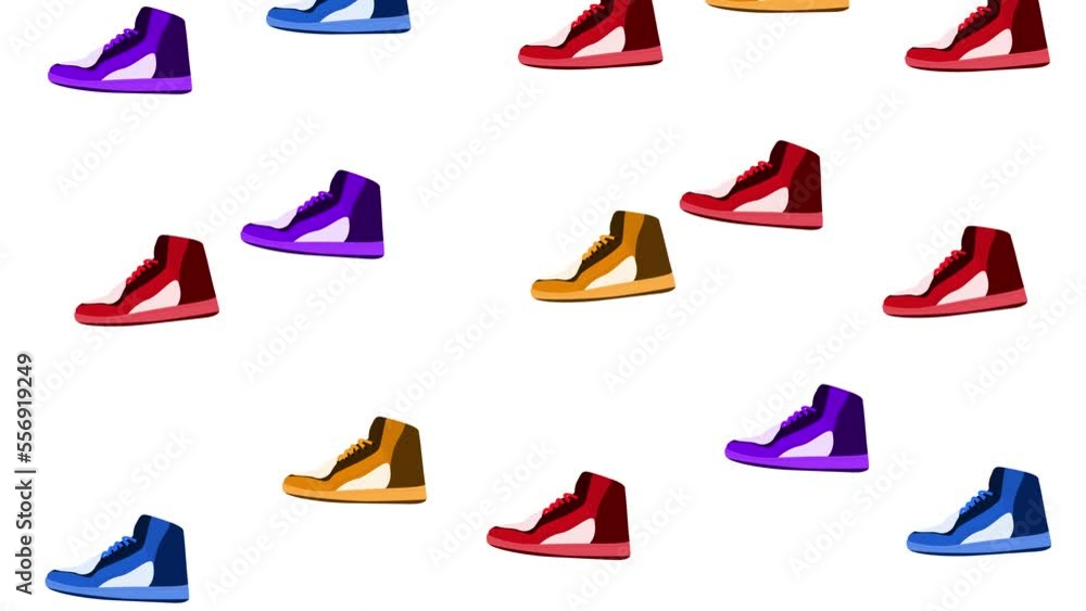 Colorful sneakers collection 4k animation with green screen for keying ...
