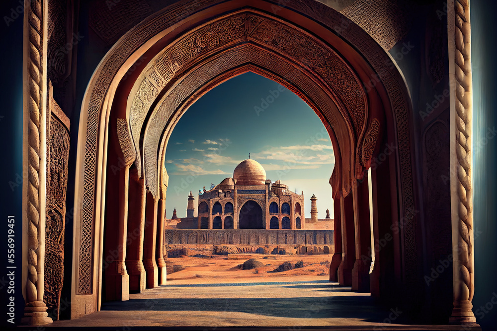 Mughal palace, or mughal architecture arches, Generative AI Stock ...