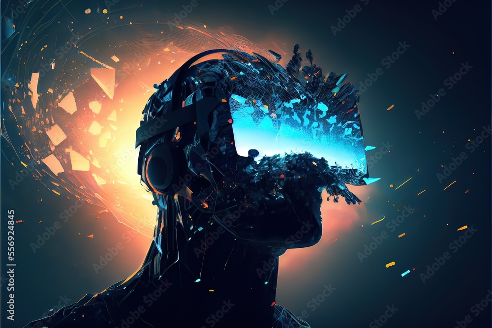 Generative AI illustration of Metaverse concept and virtual world ...