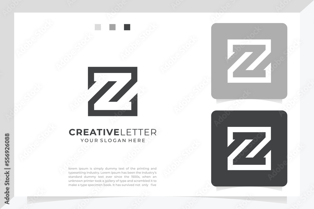 Z Letter Logo concept. Creative Minimal Monochrome Monogram emblem ...