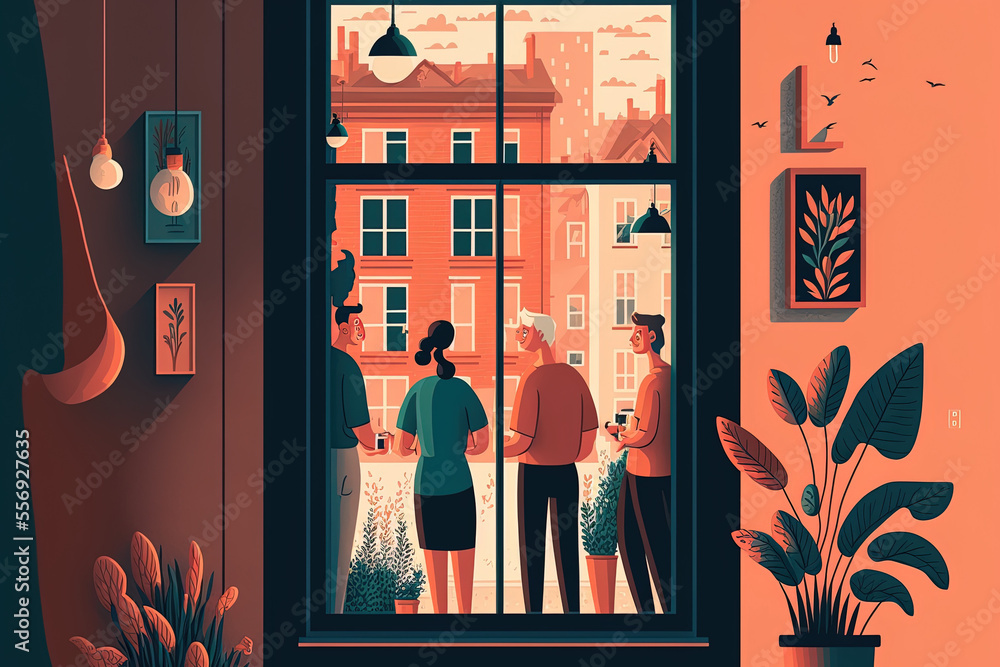notion of good neighborly ties. Neighbors conversing, introducing ...
