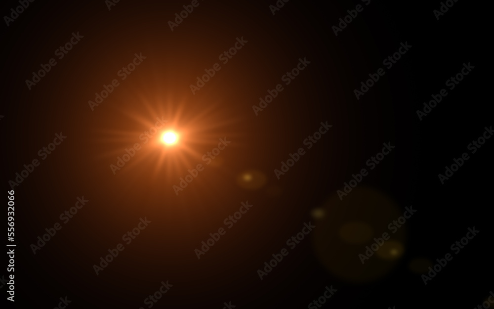 Lens flare glow light effect on black background. image of sun rays ...