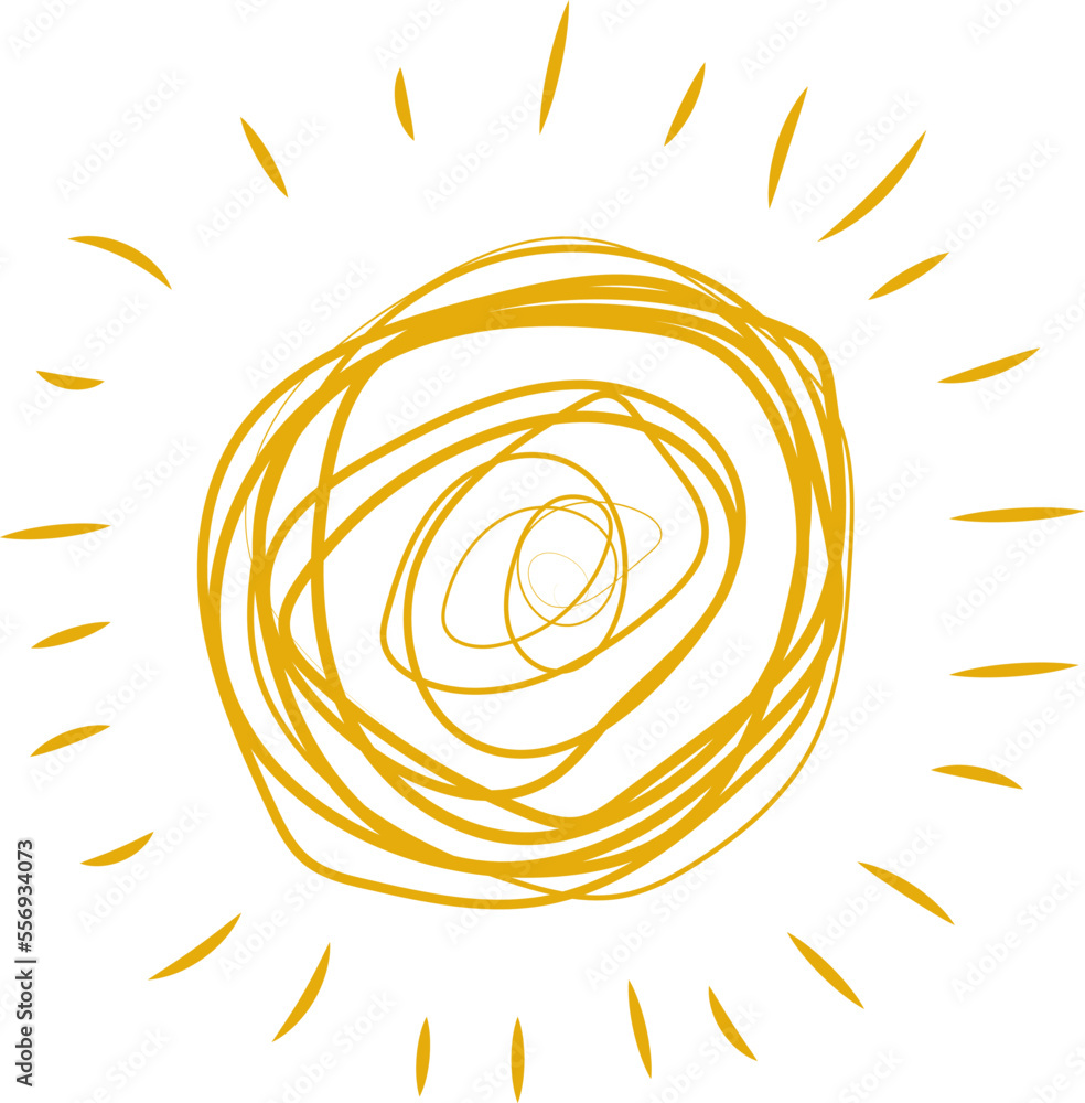 Cute doodle sun. Hand drawn vector illustration. Sketch sun, Hand drawn ...