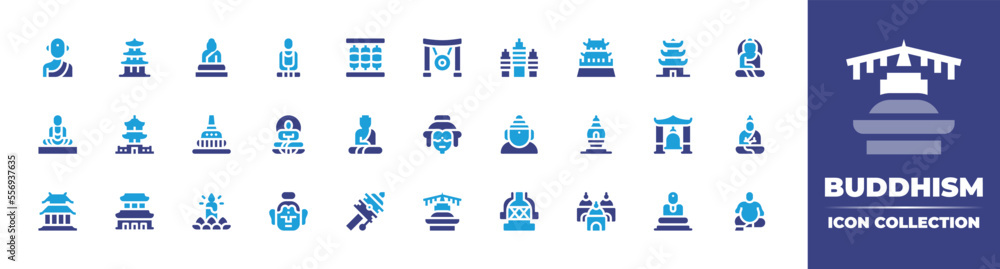Buddhism icon collection. Duotone color. Vector illustration ...
