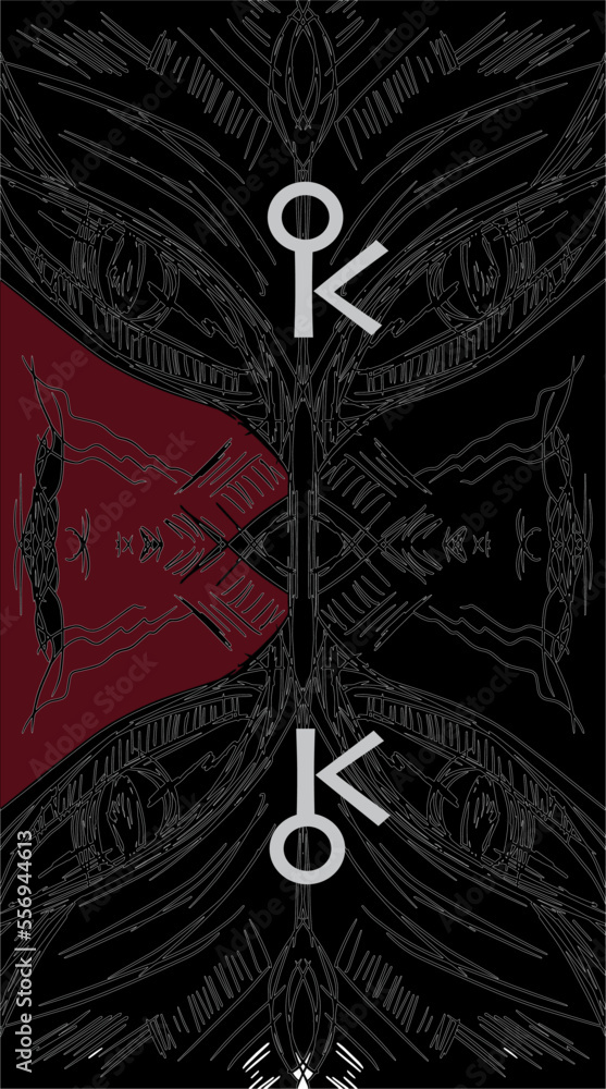 Tarot card back design. Chiron, astrological symbol. Key. Reverse side ...