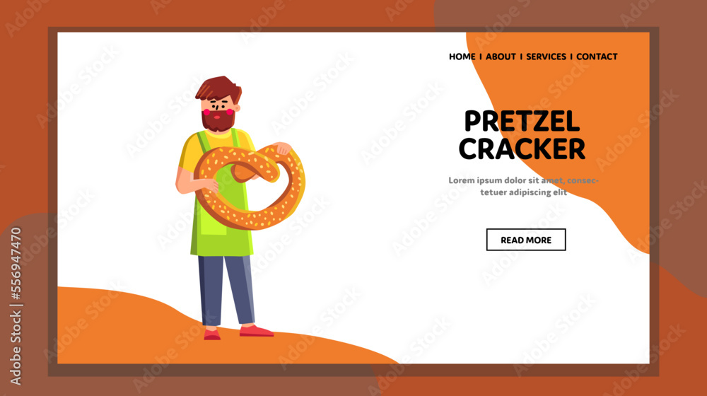 pretzel cracker vector. snack salted, food bread, salt, salty crunchy ...