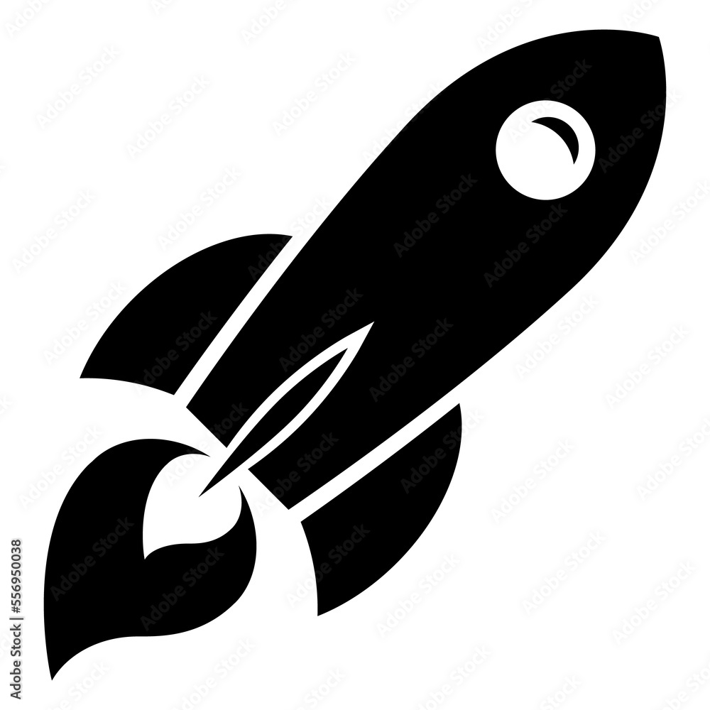 Poster Icono aislado cohete espacial de lanzamiento ascendente con ...