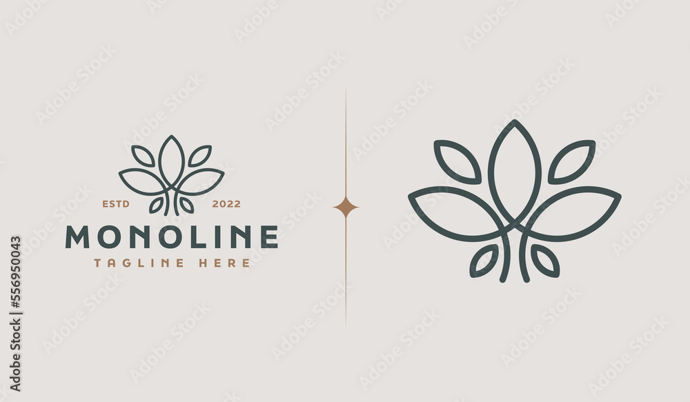 Leaf Flower Tree monoline. Universal creative premium symbol. Vector ...