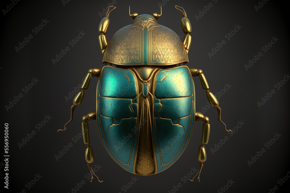 Ancient Egyptian Scarab Beetle On Black Gradient Background Generative ...