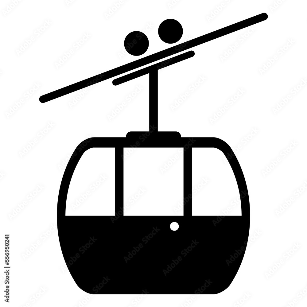 Icono aislado cabina de teleférico colgada de un cable Stock ...