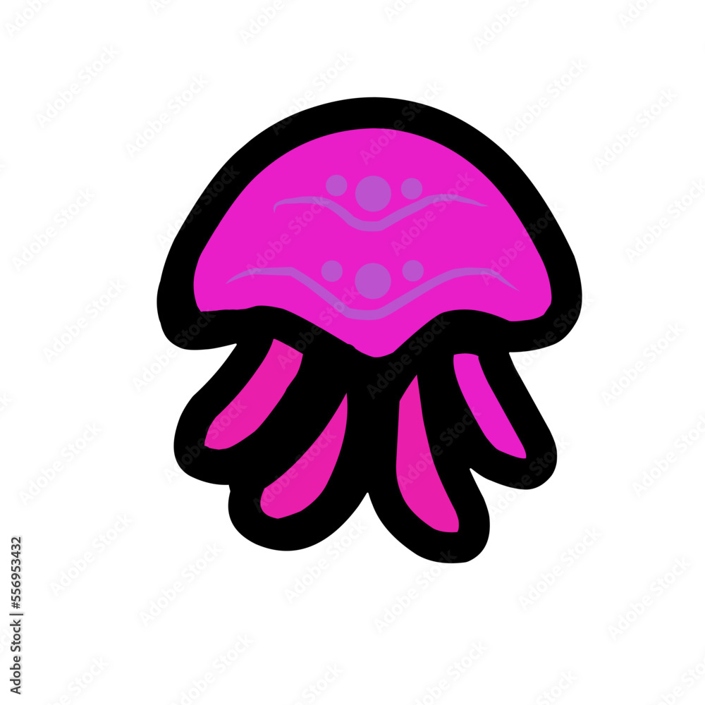 jellyfish logo. cute jellyfish cartoon vector. pink jelly fish mascot ...