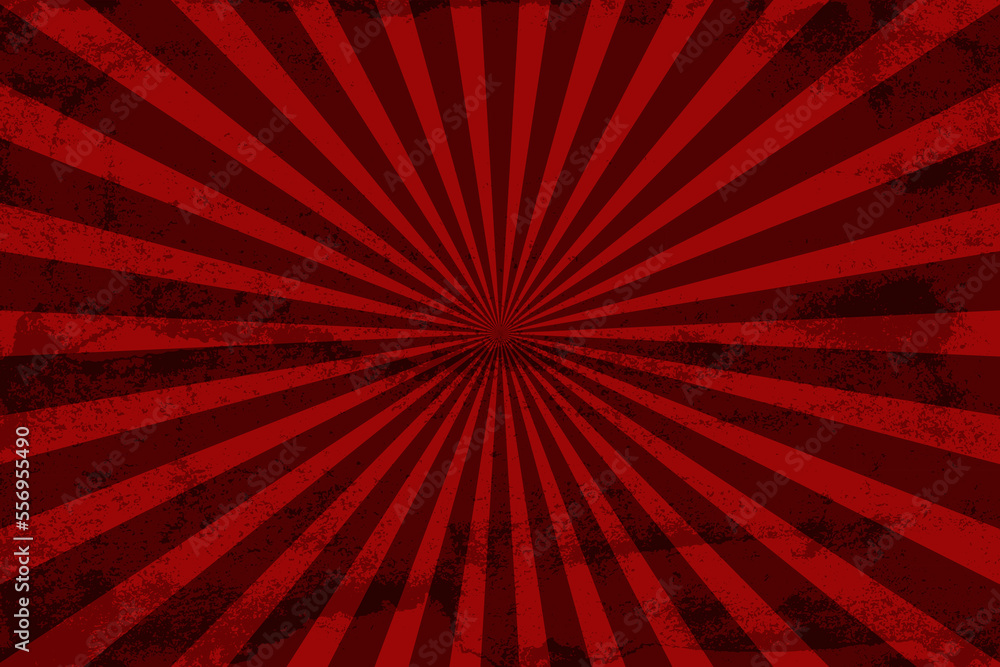 Red rays background with abstract grunge texture, vector illustration ...