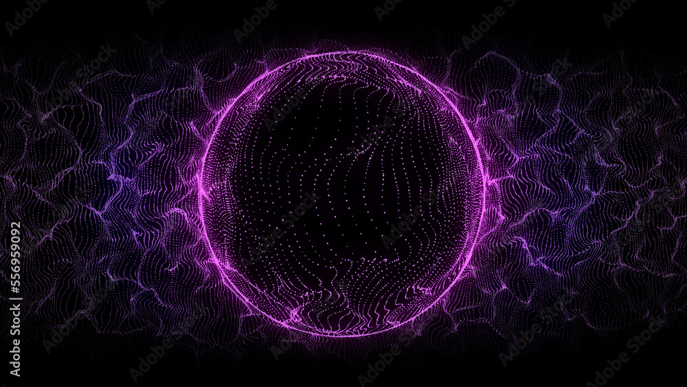 Abstract blue sphere with connecting dots. Wireframe technology sphere ...
