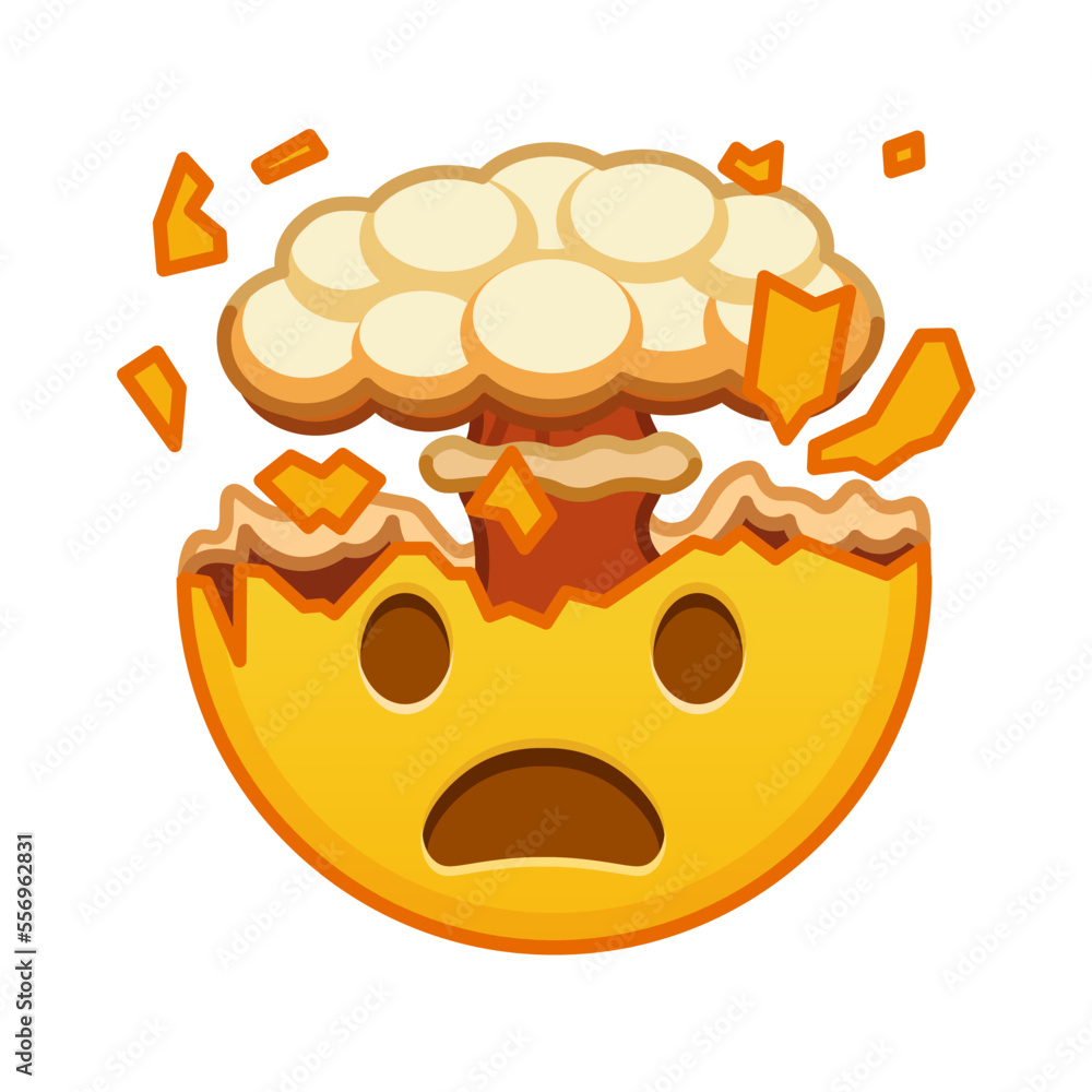 Shocked face with exploding head Large size of yellow emoji smile Stock ...