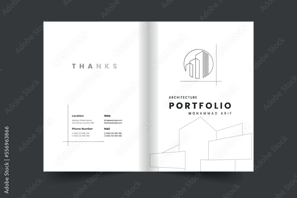 Creative Building and architecture portfolio cover template and White ...