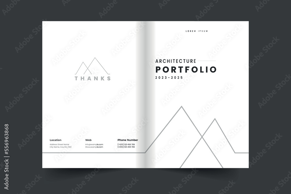 Building and architecture portfolio cover template and White brand ...
