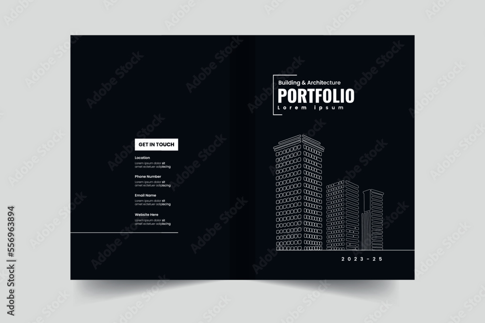 Building and Architecture Portfolio Template or Brochure Cover Layout ...