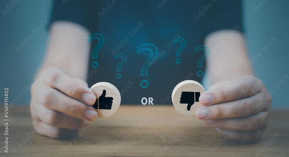 Customer satisfaction feedback, like or dislike sign by thumb up and ...