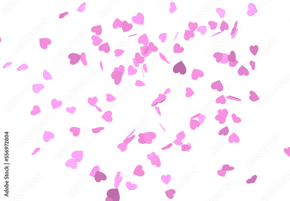 Falling pink hearts on a transparent background. 3D rendering. for ...