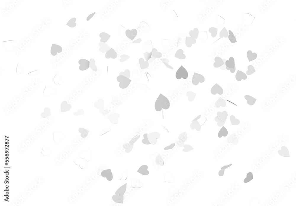 Falling white hearts on a transparent background. 3D rendering. for ...