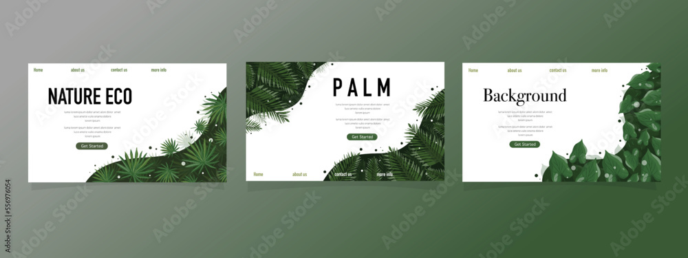 Nature foliage plants for background and landing page design set bundle ...