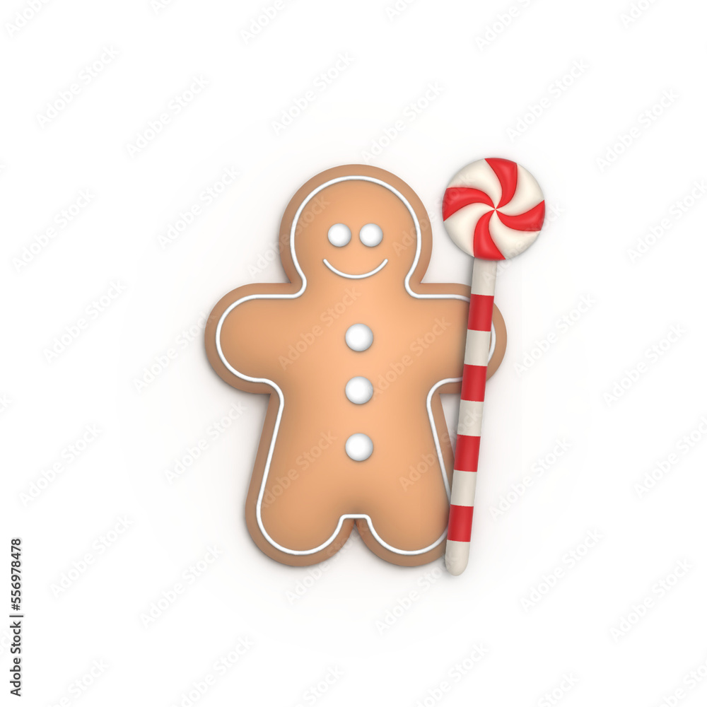 3d gingerbread man with candy Stock Illustration | Adobe Stock