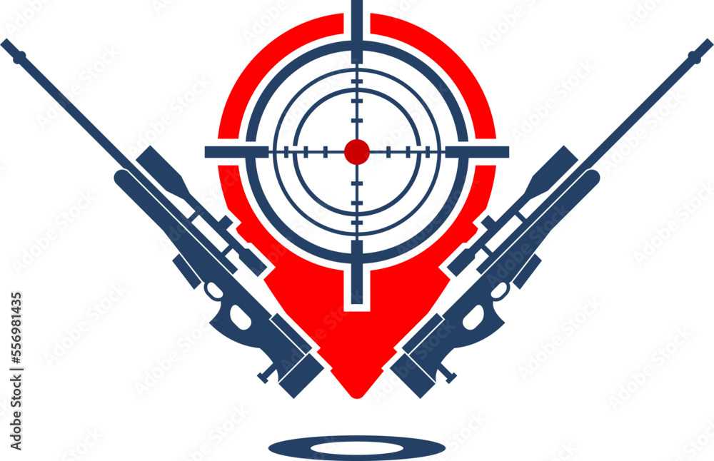 Pin location with scope and sniper rifle Stock Vector | Adobe Stock