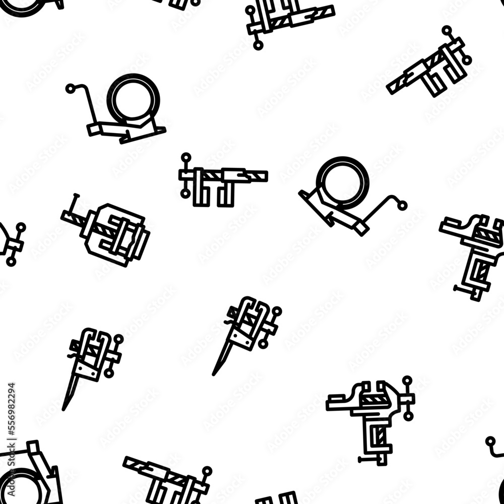 clamp vice grip tool metal vector seamless pattern thin line ...