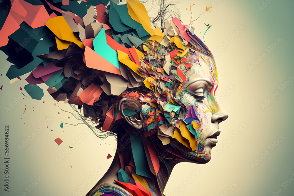 Illustration concept of a creative mind. Generative AI. Stock ...