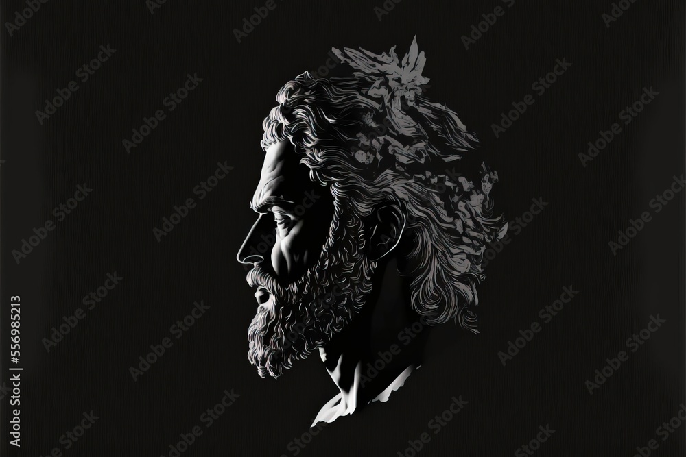 4K resolution or higher, greek god facing the opposite direction. black ...