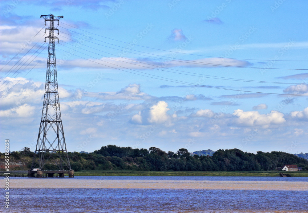 Electric Pylon And House On The Severn Estuary As Seen From Chepstow ...