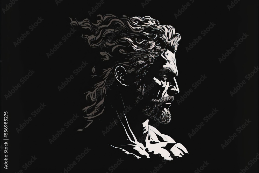 4K resolution or higher, greek god facing the opposite direction. black ...