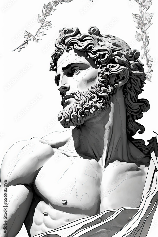 4K resolution or higher, greek god, line art. Generative AI Technology ...