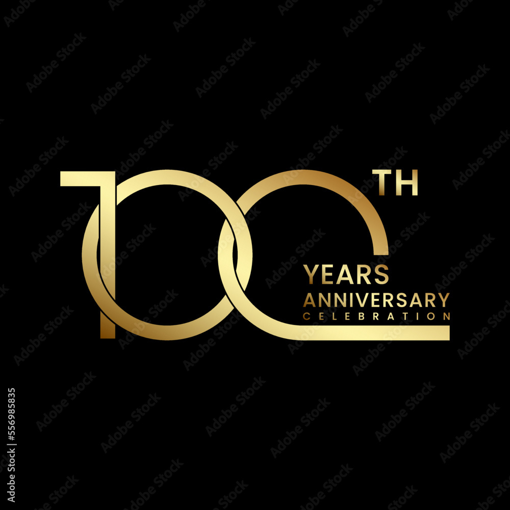 100th anniversary logo design with golden text. Logo Vector ...