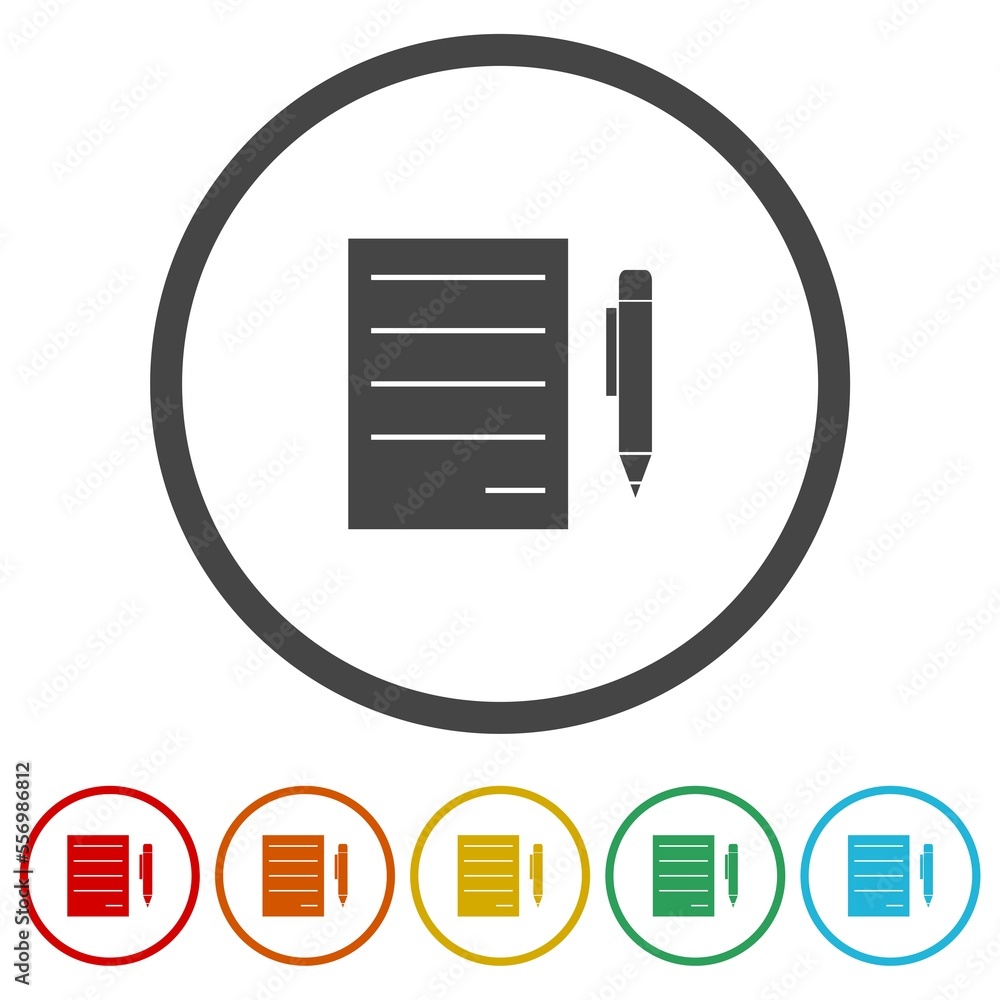 Document form icon. Set icons in color circle buttons Stock ...