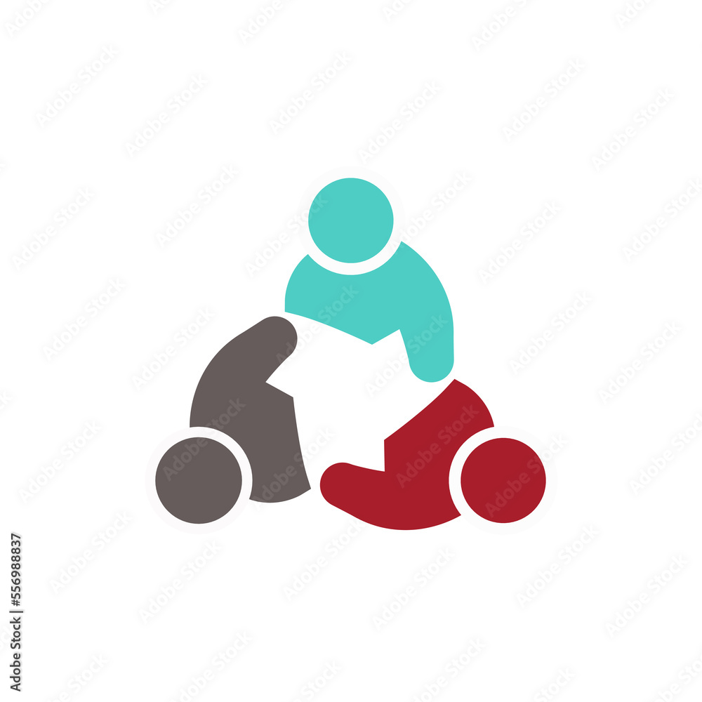 Team of three people logo. Concept of people group meeting ...