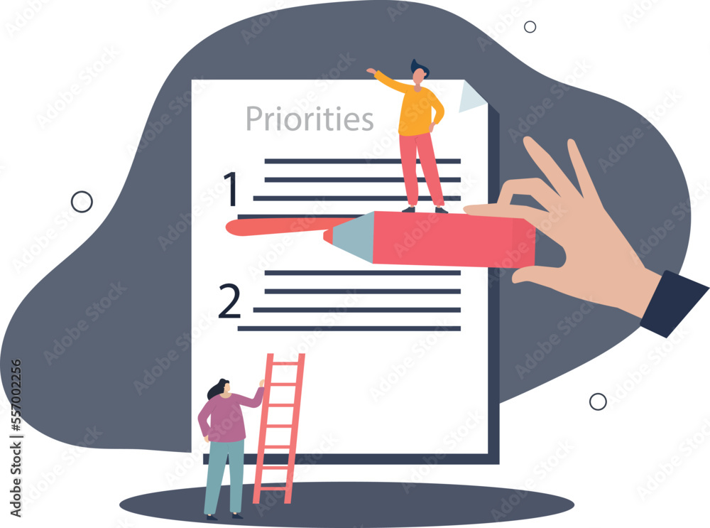 Priority agenda and list with work task importance.Effective job ...