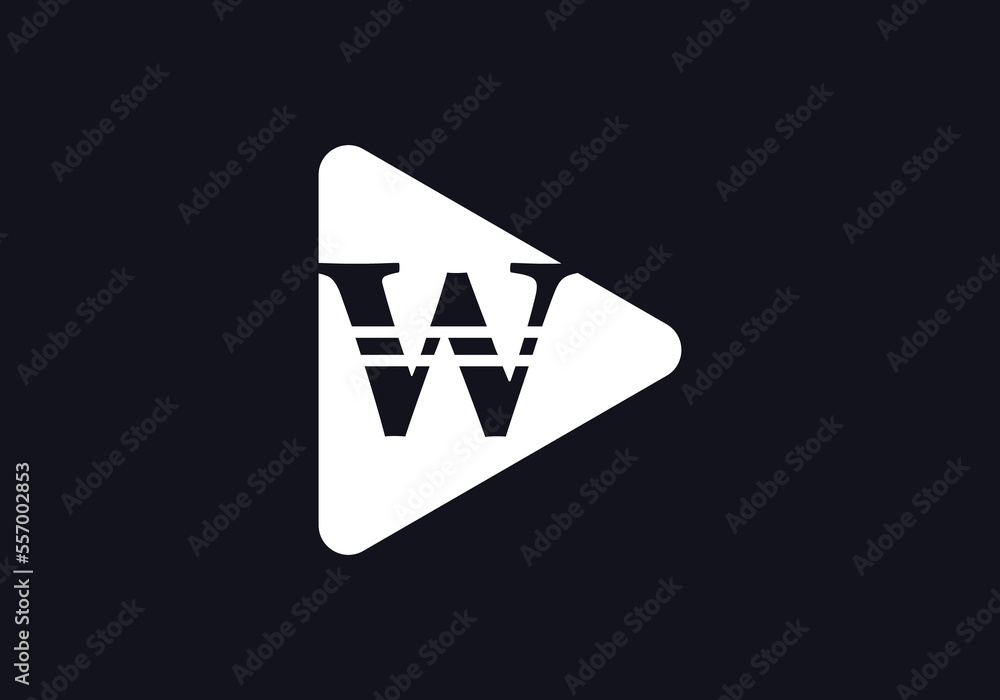 Music play button icon and video play button icon with letters and ...