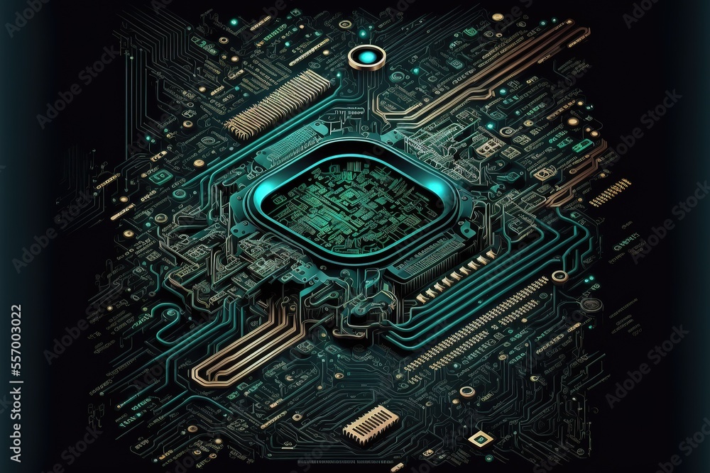 Vector Futuristic Technology Background Electronic Motherboard