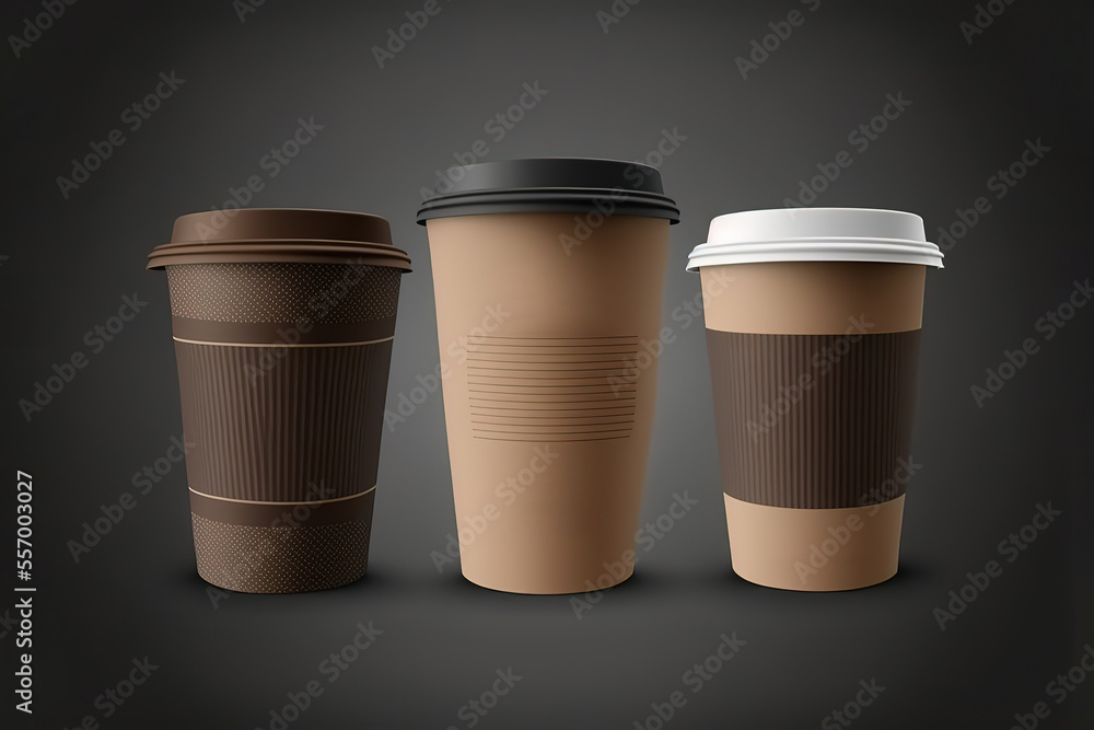 Set of paper Coffee Cups on transparent background. Collection 3d ...