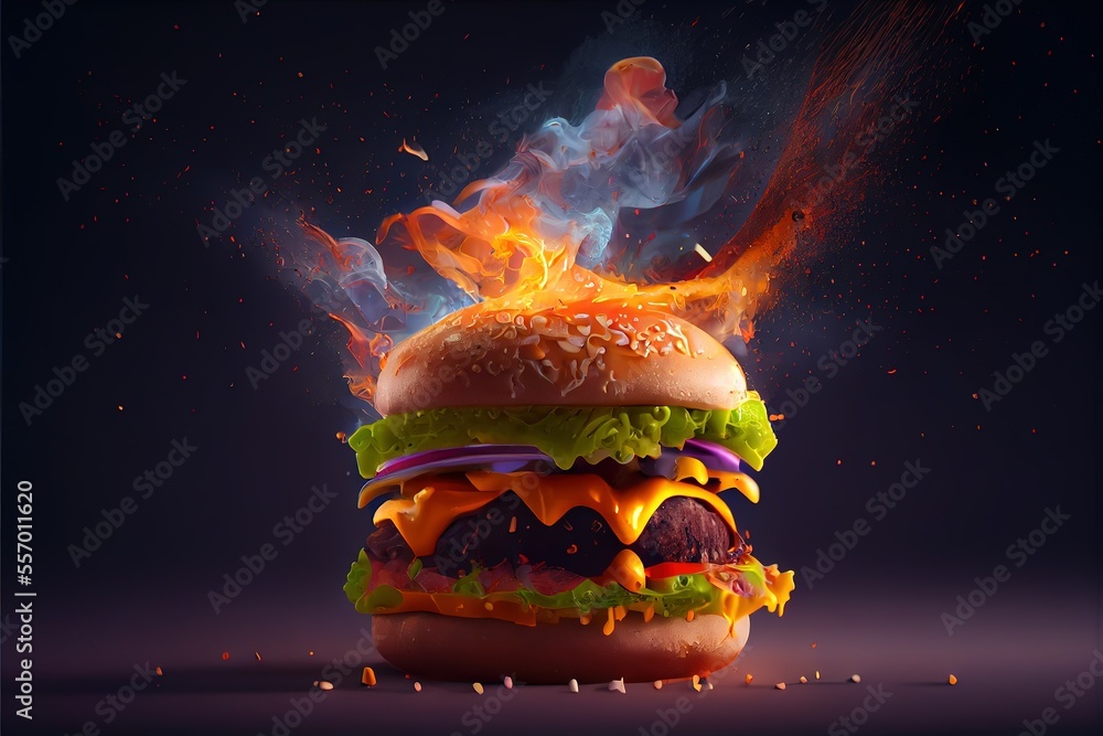 Hamburger, burger exploding photoshoot, macro photography food, food ...